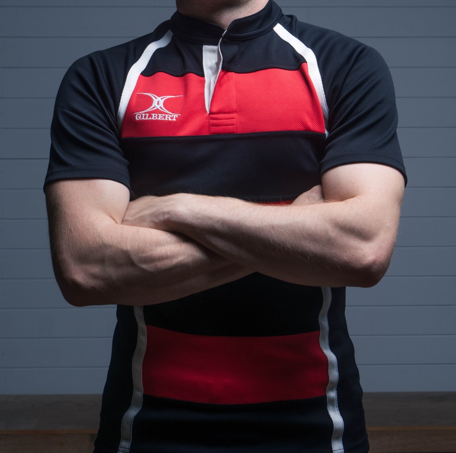 Gilbert Rugby Shirt Training / Match Short Sleeve Xact Top Red Black ...