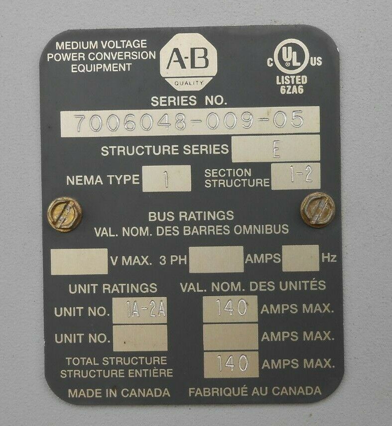 ALLEN BRADLEY 7006048-009-05 4160 vfd frequency drive 140 amp powerflex ...