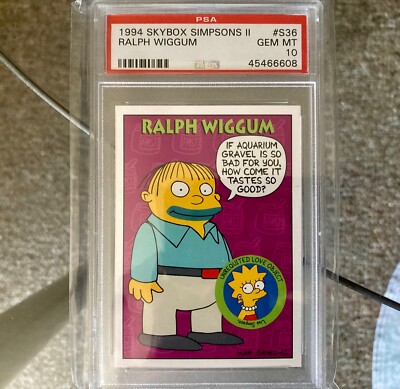 1994 SKYBOX SIMPSONS II #S36 RALPH WIGGUM "ROOKIE" RC PSA 10 GEM MINT ...