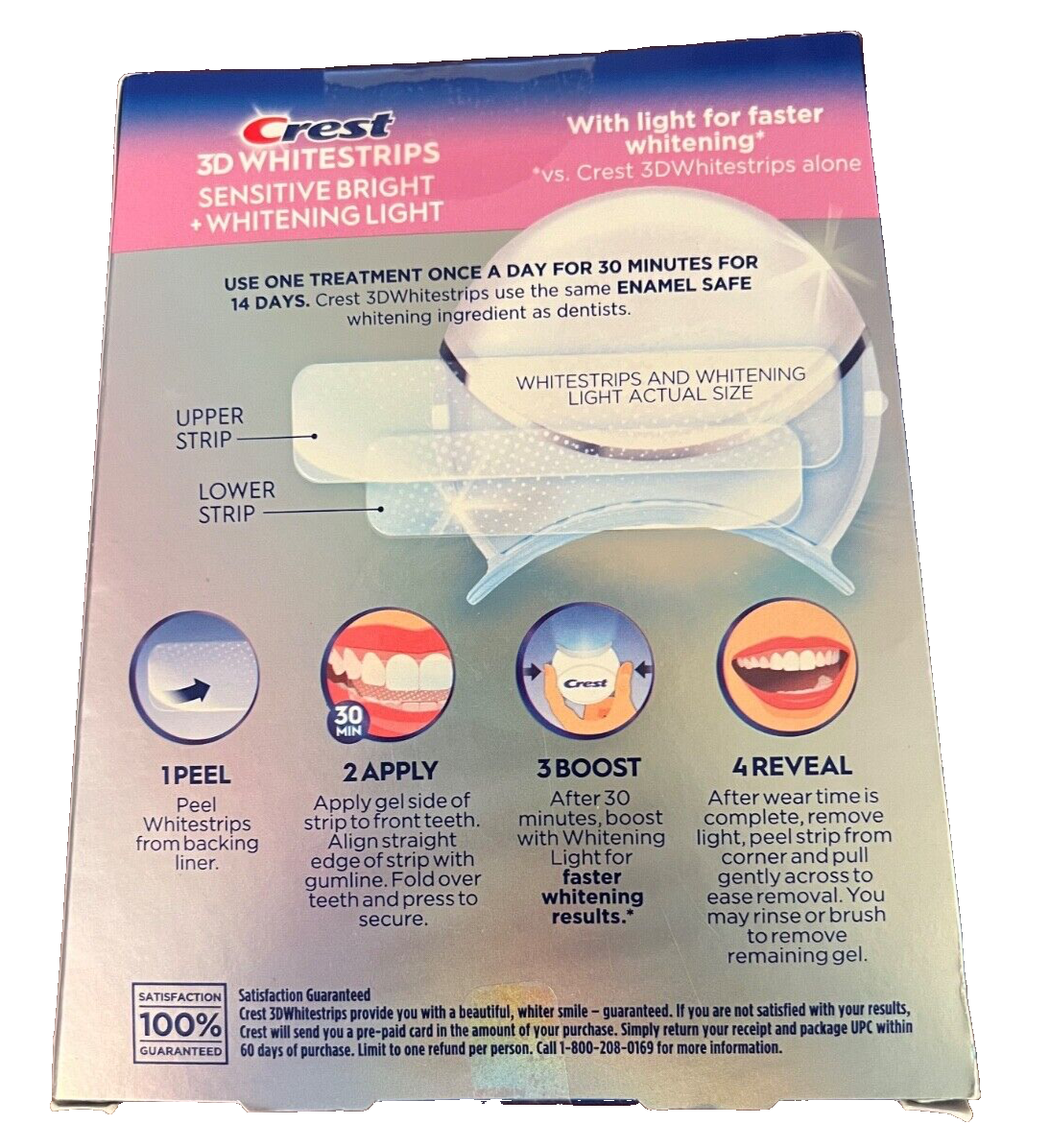 CREST 3D WHITESTRIPS *SENSITIVE BRIGHT + WHITENING LIGHT* 14 TREATMENTS ...