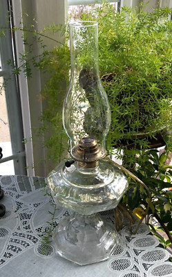 ANTIQUE REPRODUCTION OIL LAMP - CORDED ELECTRIC - CLEAR OCTAGONAL | eBay