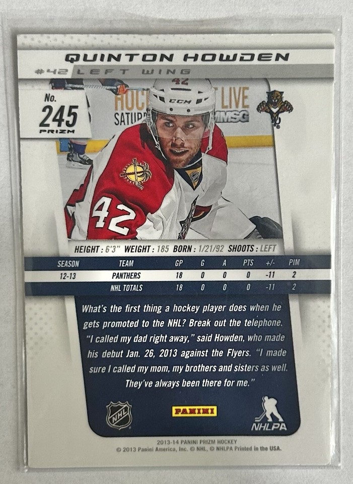 Quinton Howden Red Rookie Prizm 13-14, Florida Panthers!!! | eBay