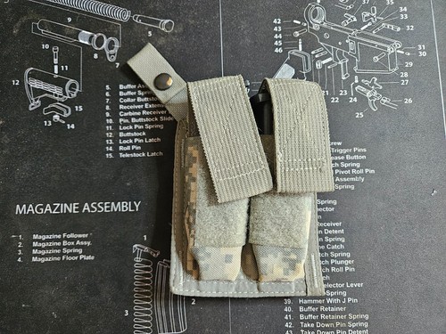 Double MOLLE II"Universal Camo" ACU 9MM/45cal Pistol MAG POUCH,Sgl/Dbl ...