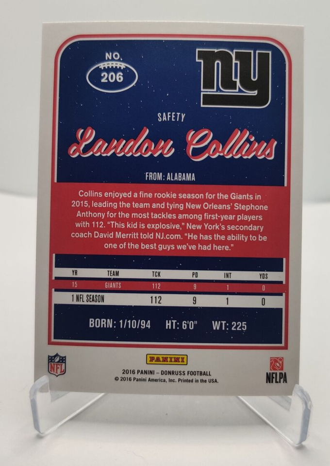 2016 Donruss Football card #206 Landon Collins New York Giants | eBay