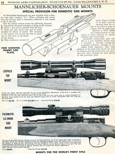 1958 Print Ad Mannlicher Schoenauer Rifle Scope Mounts Leupold Top ...