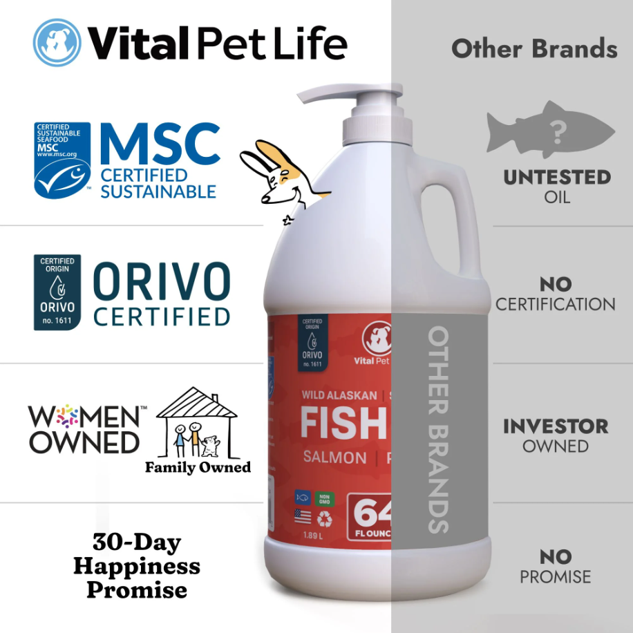 Vital Pet Life Fish Oil Skin & Coat Health Liquid Cat & Dog Supplement ...