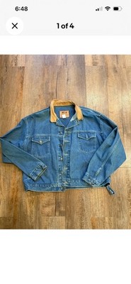 Schaefer Outfitter Men's 2XL Denim Jacket with Leather Collar / Button ...