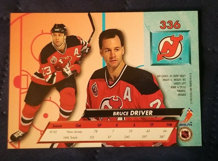 1992-93 Ultra New Jersey Devils Hockey Card #336 Bruce Driver | eBay