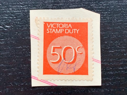 1966 AUSTRALIA VICTORIA STAMP DUTY 50C ORANGE RED - USED ON PIECE | eBay