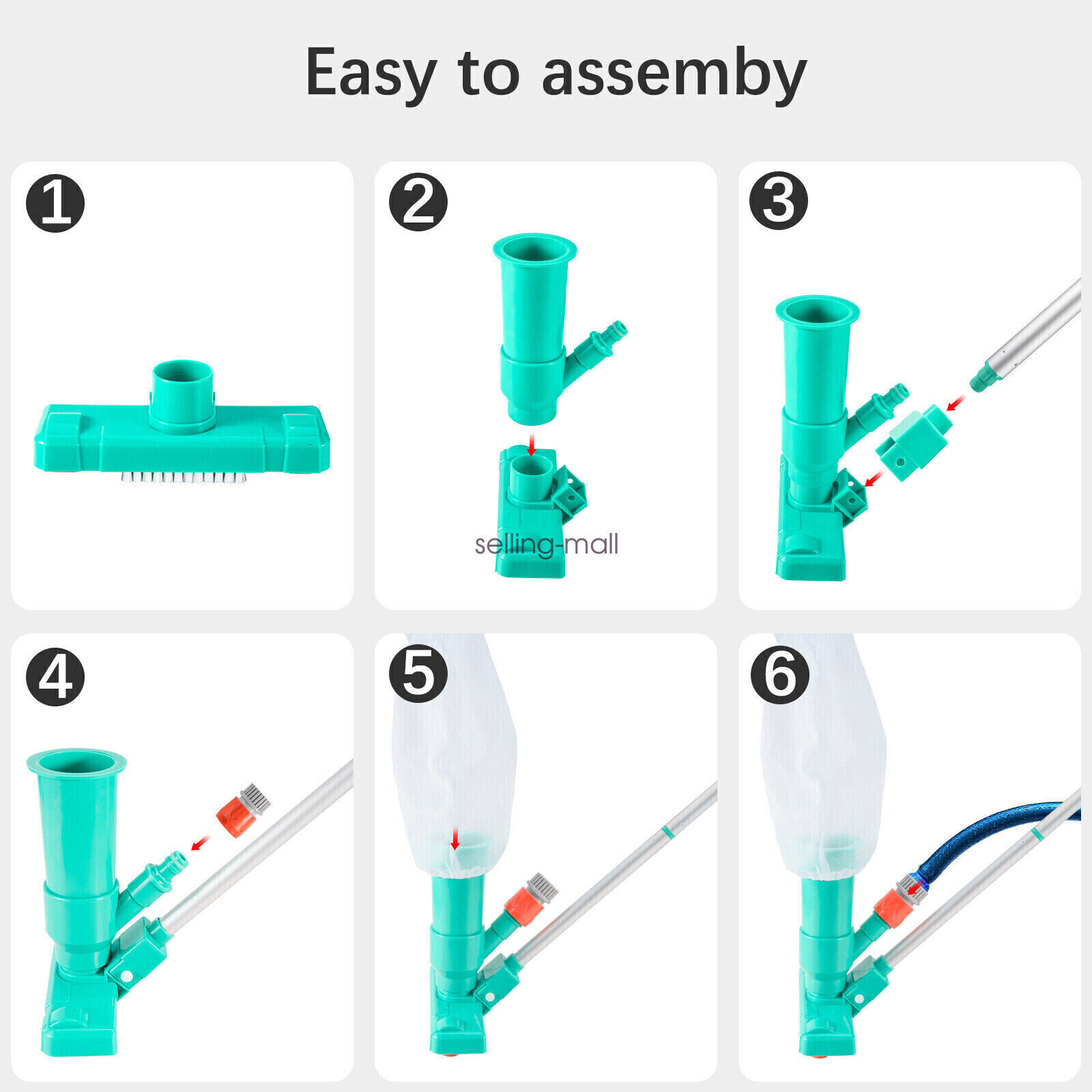 Pool Spa Pond Mini Jet Vac Vacuum Cleaner w/Brush 5 Telescopic Section ...