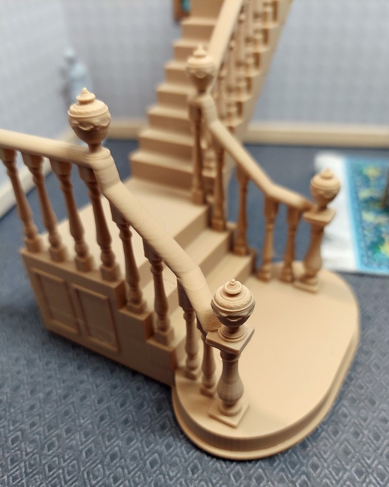 Half (1:24) Scale 1:24 Scale (Half scale) Dollhouse Staircase Miniature ...