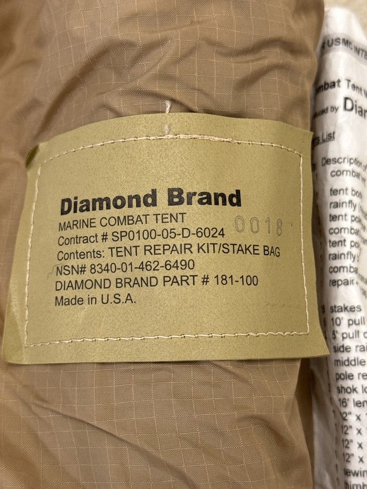 USMC Marine Combat Tent Woodland Camo Diamond Brand w/ Rain Fly and ...