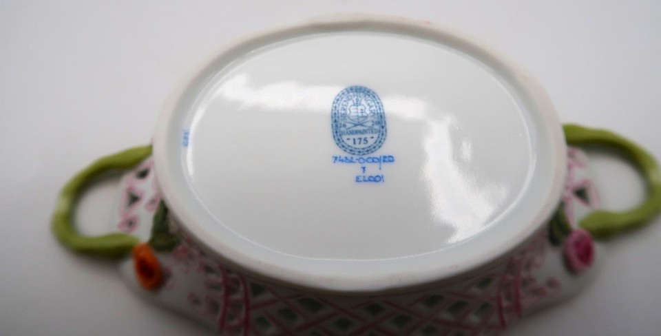 Herend, Hungary, 175 Rothschild Bird 7432 Handled Oval Open Weave ...