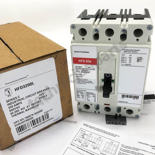 New 1Pc FD3200 Circuit Breakers for EATON HFD3200L 3 Pole 200 Amp 600V ...