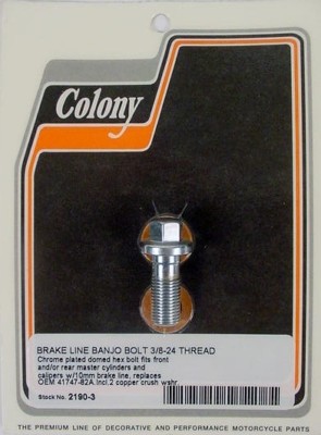 CHROME BRAKE LINE BANJO BOLT 3/8-24 HARLEY F/R CALIPERS | eBay