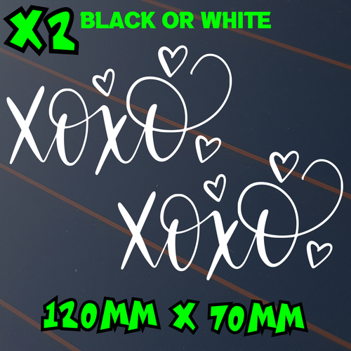 XOXO Hugs And Kisses X2 Sticker Car Decal Window Love Hearts Kiss Cute ...