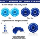 Navy Blue Party Decoration,23Pcs Hanging Paper Fans,Pom Poms Flowers ...