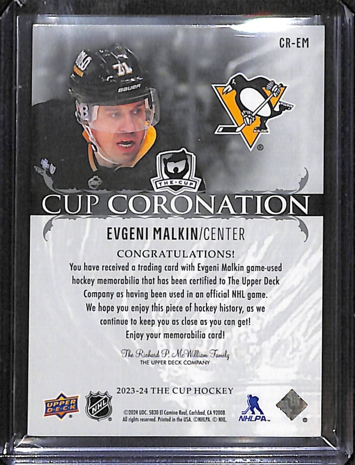 2023-24 Upper Deck The Cup Cup Coronation Patch Evgeni Malkin /25 | eBay
