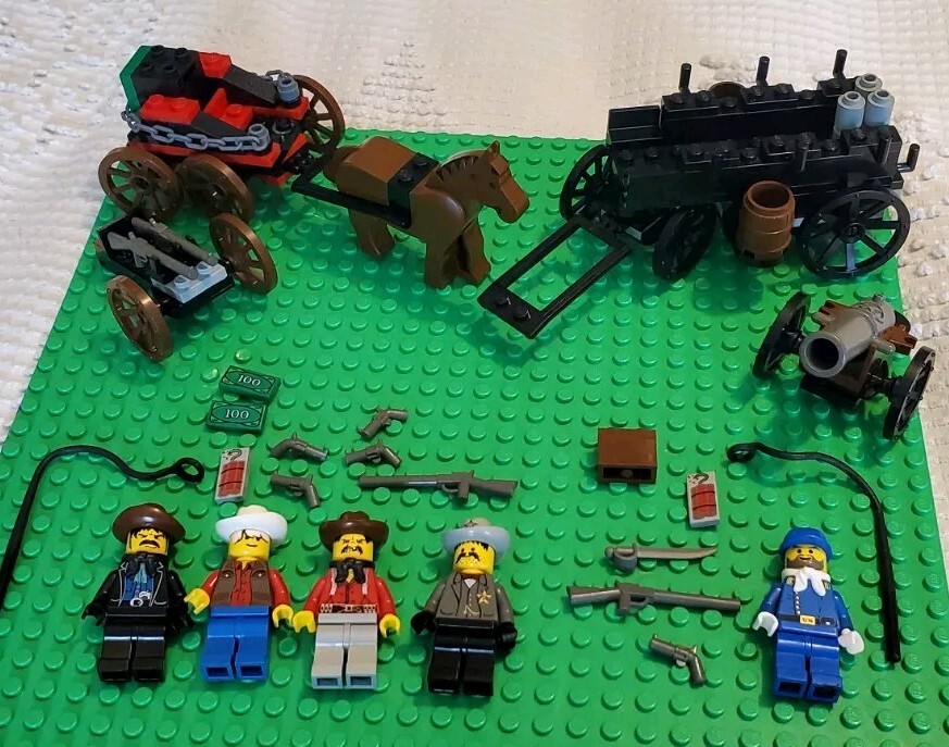 Vtg Lego Western 6799 Showdown Canyon 6716 Weapons Wagon Minifigure Lot ...