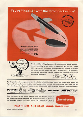 1954 PAPER AD Strombecker Toy Co Regulus Guided Missile Air Space ...