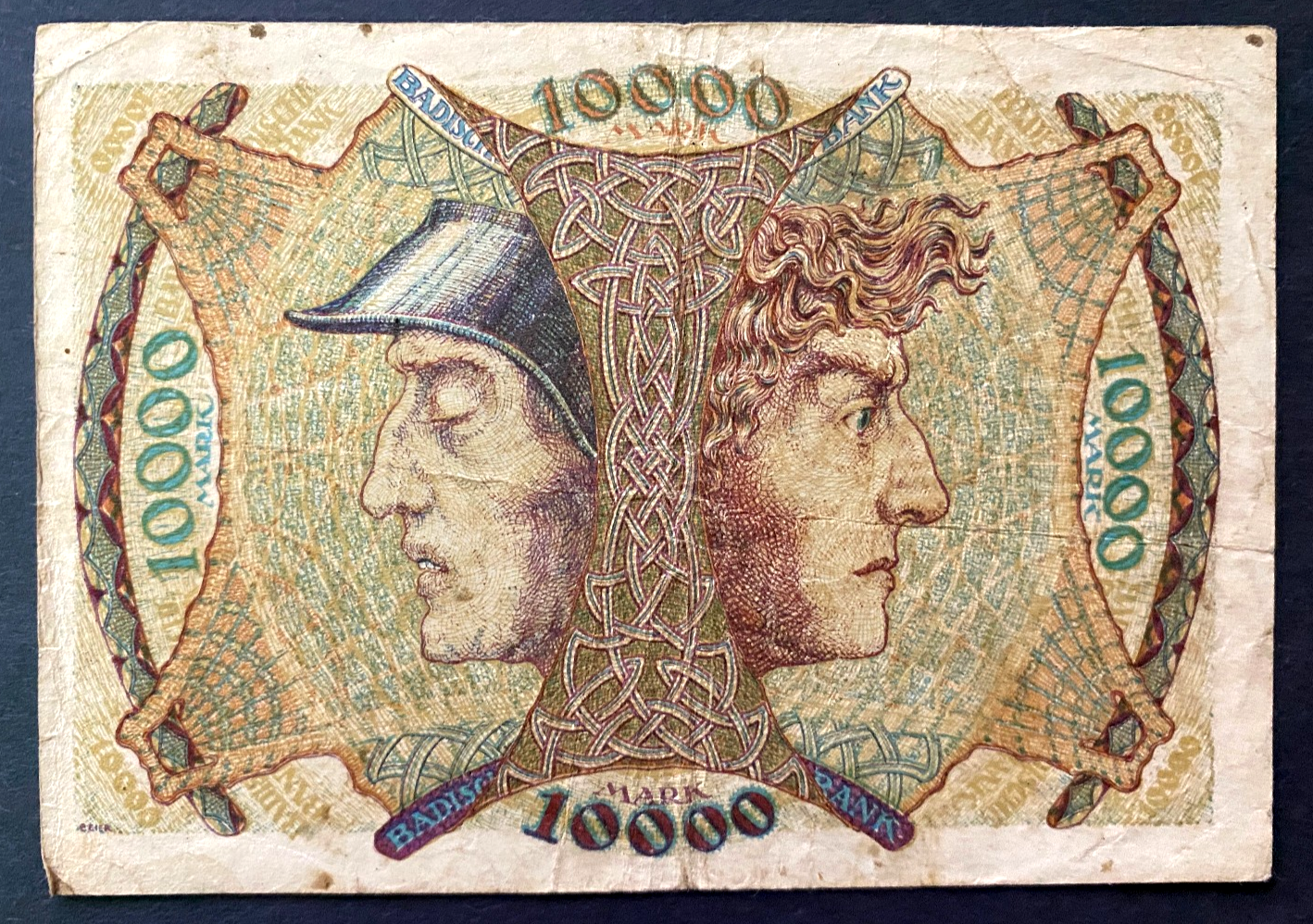 1922 Germany 10,000 Mark Hyperinflation Note – Badische Bank ...