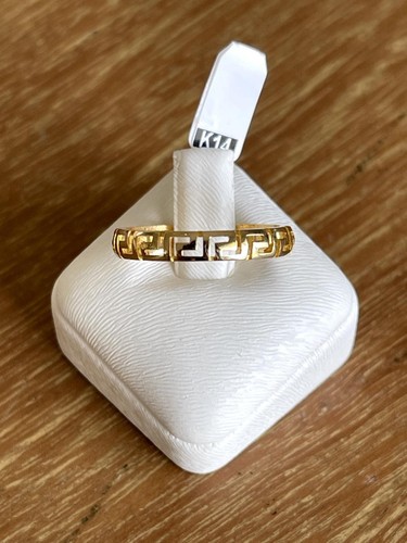 Unisex all around meander ring 14k yellow gold | greek key handmade ...