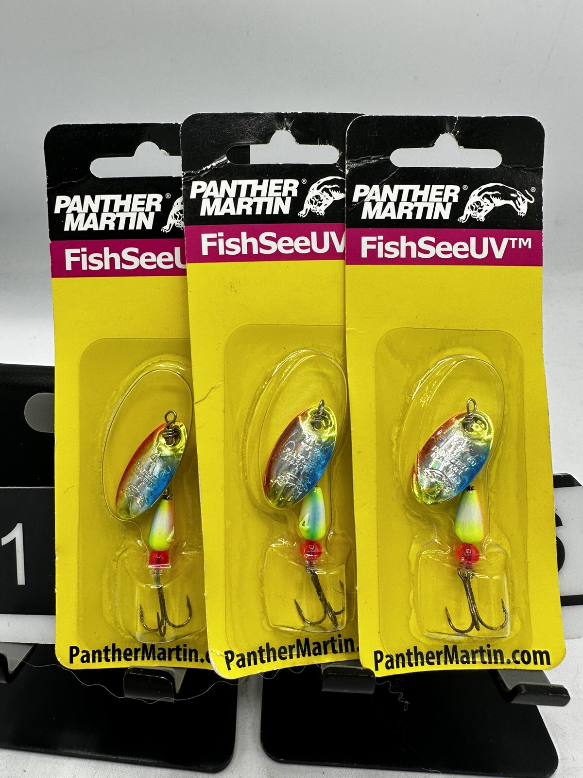 Three (3) Panther Martin 4-PMUV-OWB-1/8oz Size 4 Orange/White/Blue UV ...