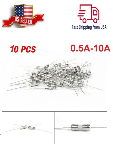 10qt Ceramic Axial Lead Fuse T0.5A-T15A 250V 3.6*10mm Miniature Fuses ...