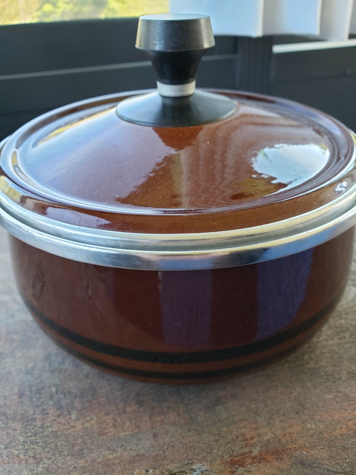 Vintage Brown Stripe West Bend Enamelware Cookware Scandia 1.5 Qt ...