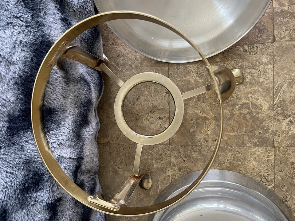 Vintage 4 Pc.Copper & Wrought Iron Chafing Dish Warming Stand Set w ...