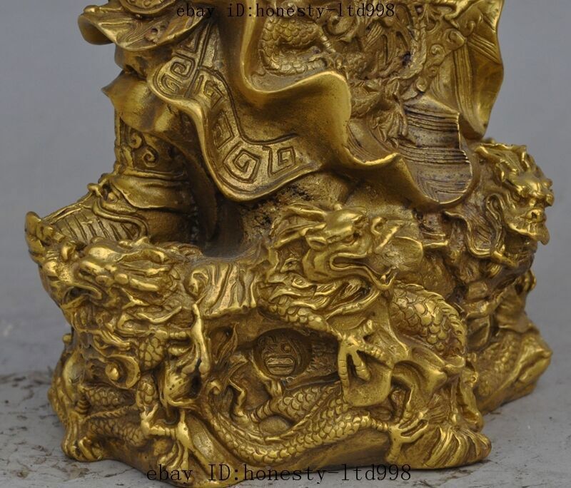 10" chinese brass guan gong guan yu Generals Hold Broadsword Stand ...