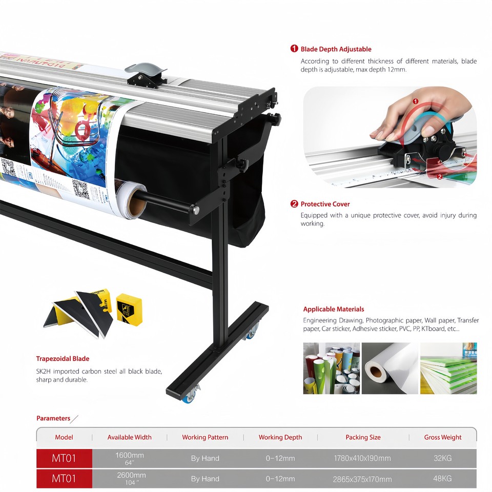 63" / 78" / 102" Wide Format Rotary Paper Trimmer Paper Cutter w ...