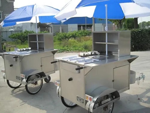New York Style Stainless Steel Gas Mobile Hotdog Food Concession Push ...
