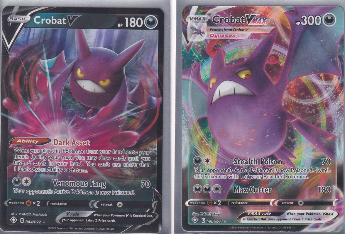Crobat V - 044/072 & Crobat VMAX - 045/072 Ultra Rare 2 Card Set ...