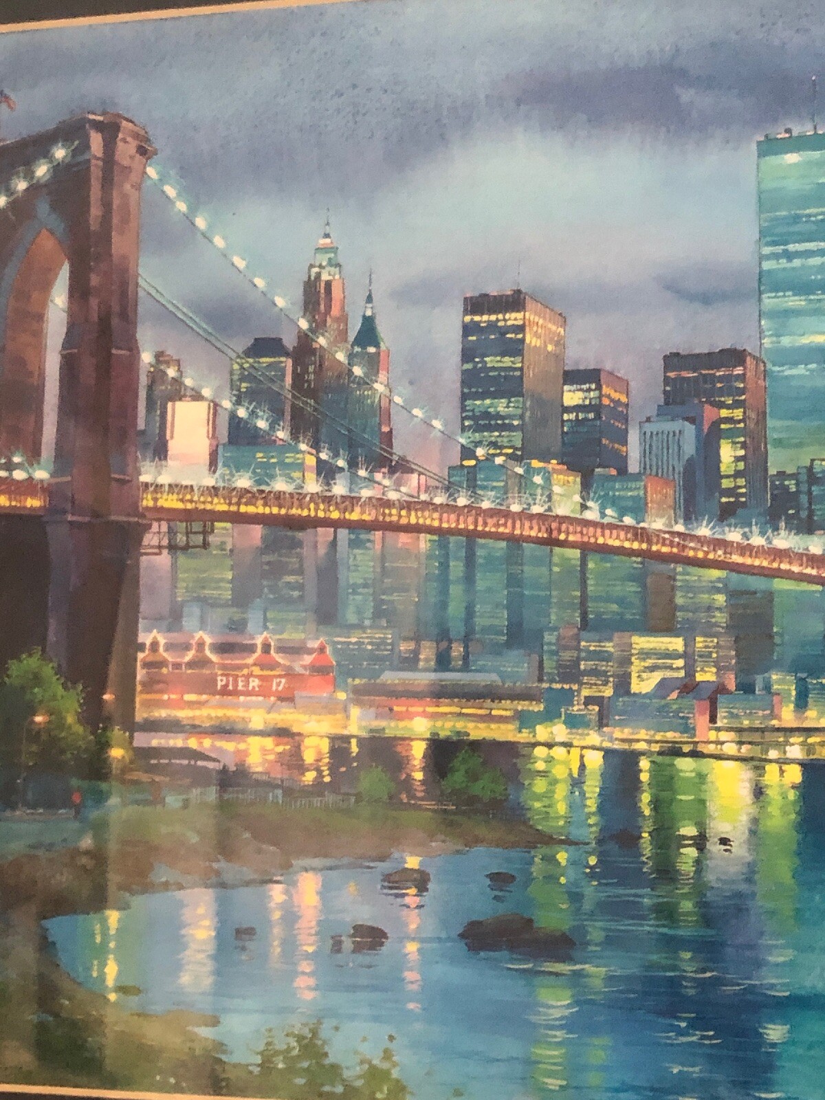 Roustam Nour Signed Print 1998 New York City Artist Brooklyn Bridge ...