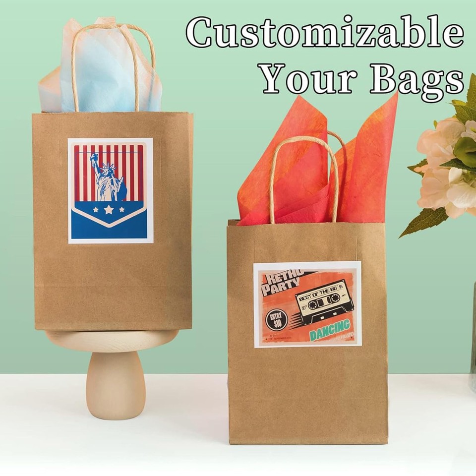 Brown Paper Bags with Handles Bulk 100Pcs 8x4.5x10.8 Inch Gift Bags ...