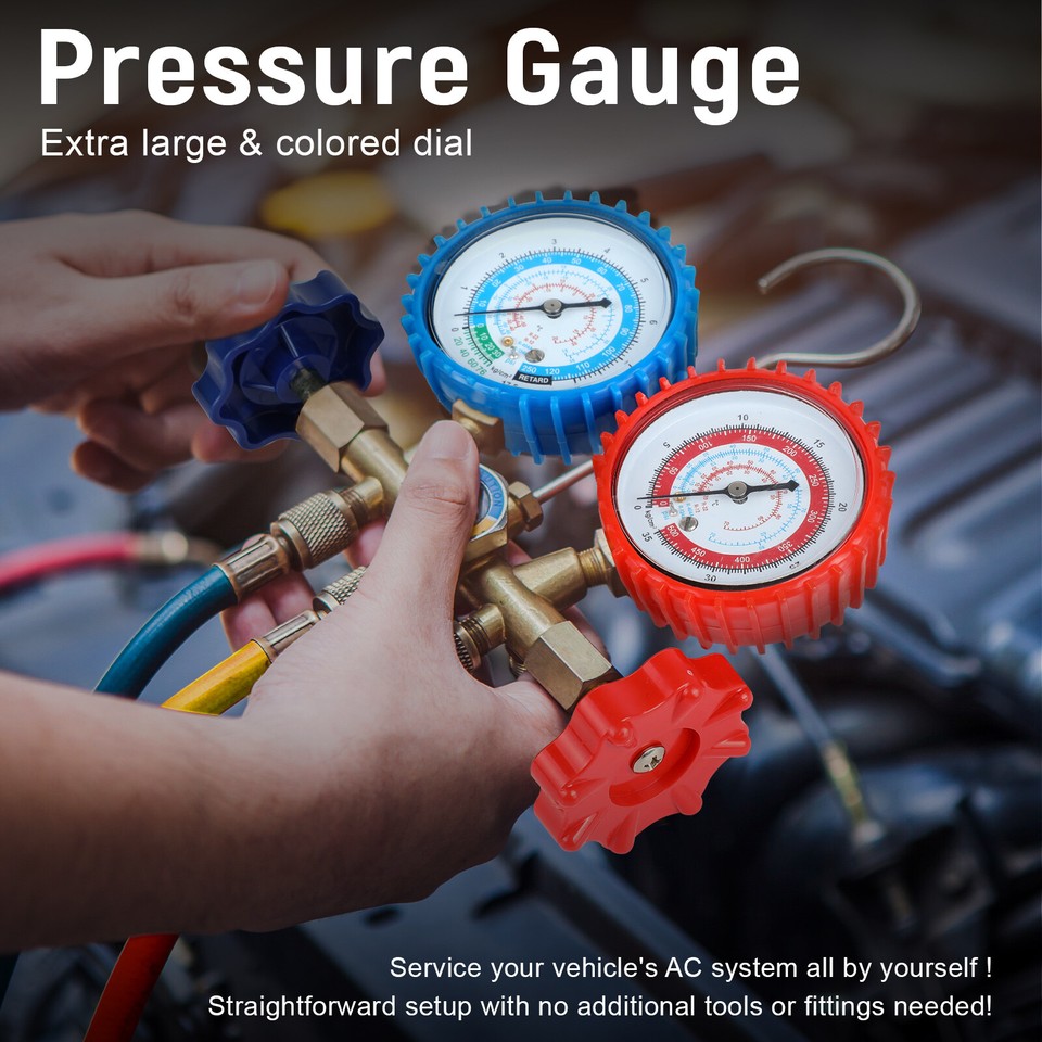 Manifold Gauge Set AC A/C Charging Hose Air Conditioner HVAC ...