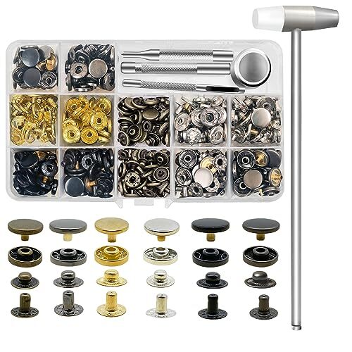 120 Sets Leather Snap Fasteners Kit 12.5mm Metal Snap Buttons Press ...