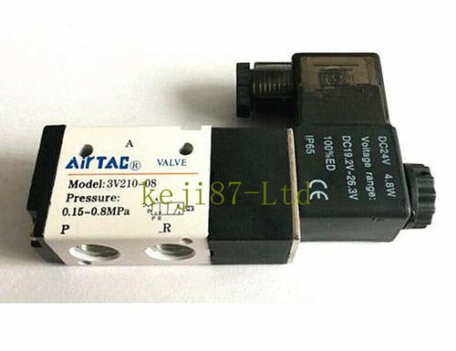 1x 3V210-08 3 Way 2 Position 1/4" Port Airtac Pneumatic Air Solenoid ...