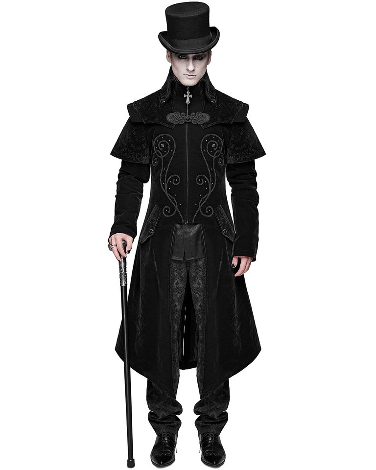 Devil Fashion Mens Gothic Coat Jacket Black Velvet Damask Steampunk Victorian | eBay
