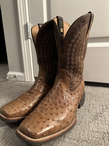 ARIAT Men’s Quantum Square Toe Full Quill Ostrich Beam Western Boot ...