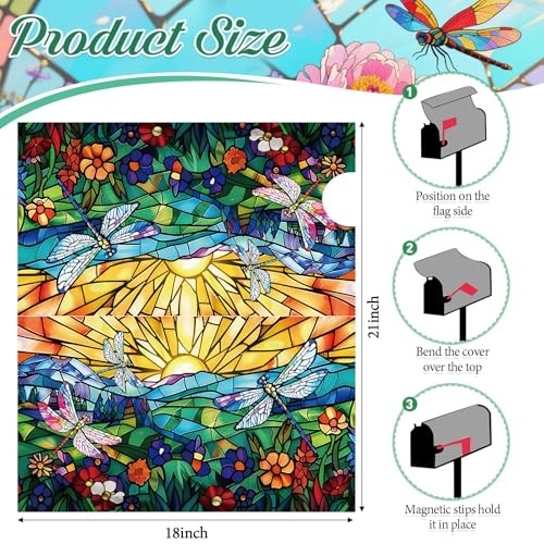 Mailbox Covers Magnetic Spring Summer Stained Glass Letter Box Wrap ...