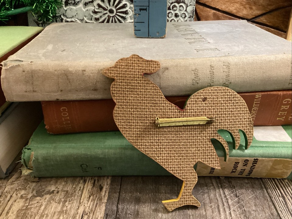 Hand Painted Figural Chicken Rooster Farmhouse Country Brooch Pin Large ...