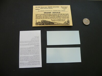 Champ decals O Gauge OD-33W Steam loco tender capacities white RR Roman ...