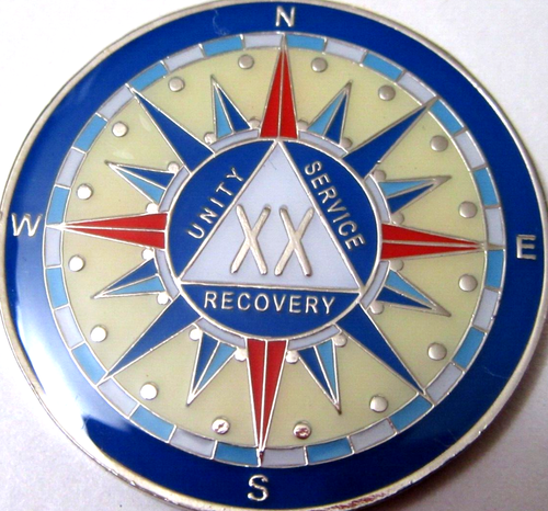 Alcoholics Anonymous medallion year 20 Compass AA Sober Chip token | eBay