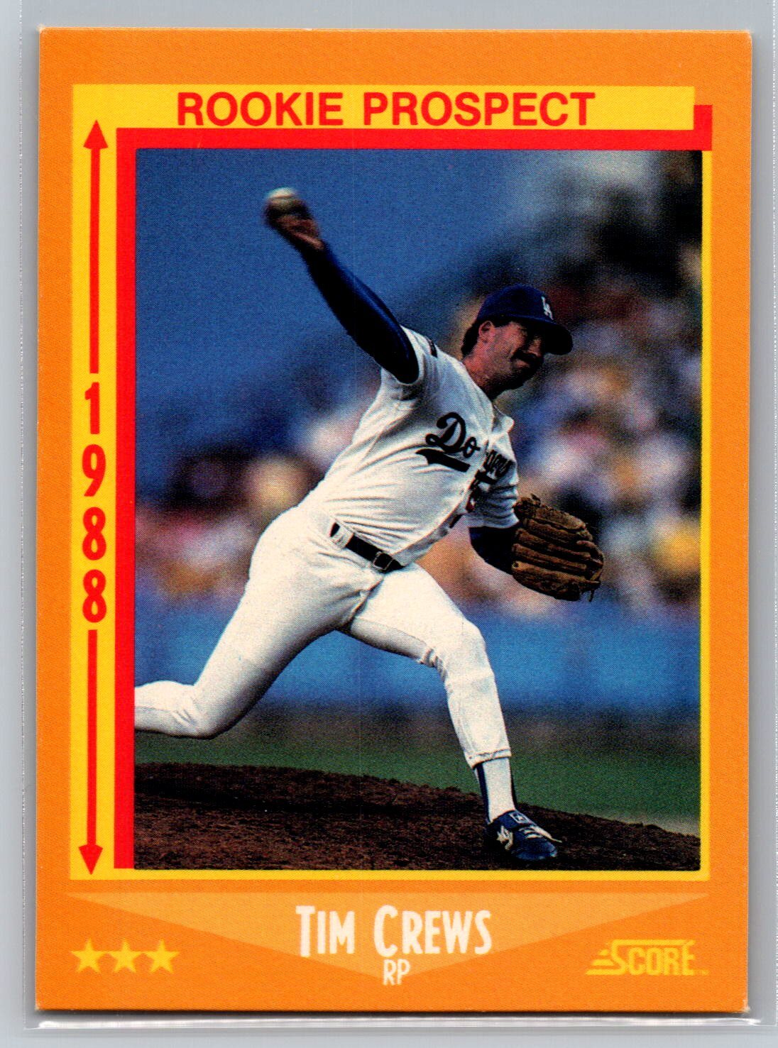 Tim Crews 1988 Score Rookie Prospect BASEBALL #641 Los Angeles Dodgers ...