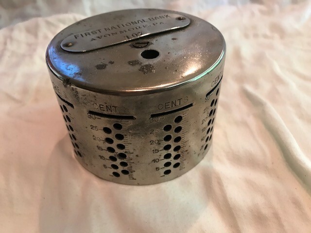 Vintage First National Bank Metal Coin Bank | eBay