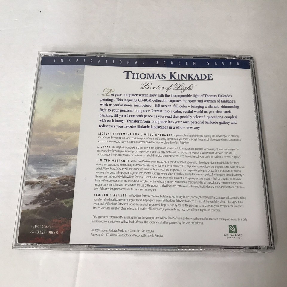 Thomas Kinkade Painter Of Light PC CD 40 paintings inspiritual screen ...