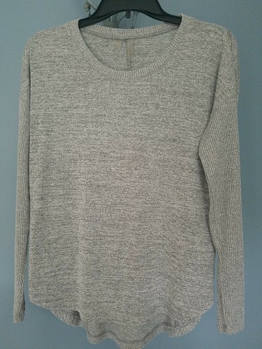 Womens Grey Size S Pullover Top Long Sleeve Crewneck Rayon Polyester | eBay