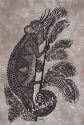 Heidi Lange East African Batik - Chameleon #40 - 34"x23" | eBay